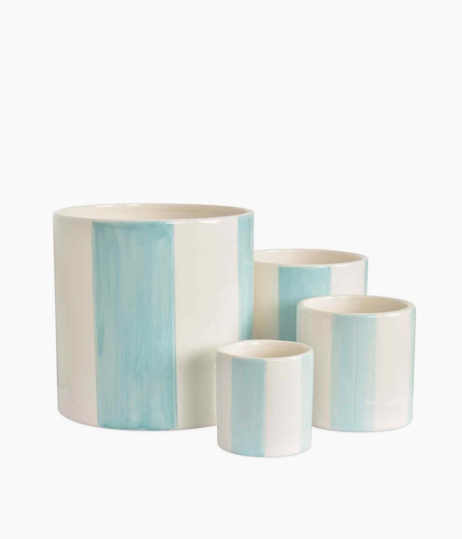 Set de 4 pots rayure bleu givré Ø14H14CM – Le Grand Comptoir